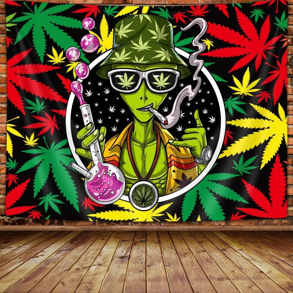 Tenture Psychédélique Alien Weed | Tenture Murale